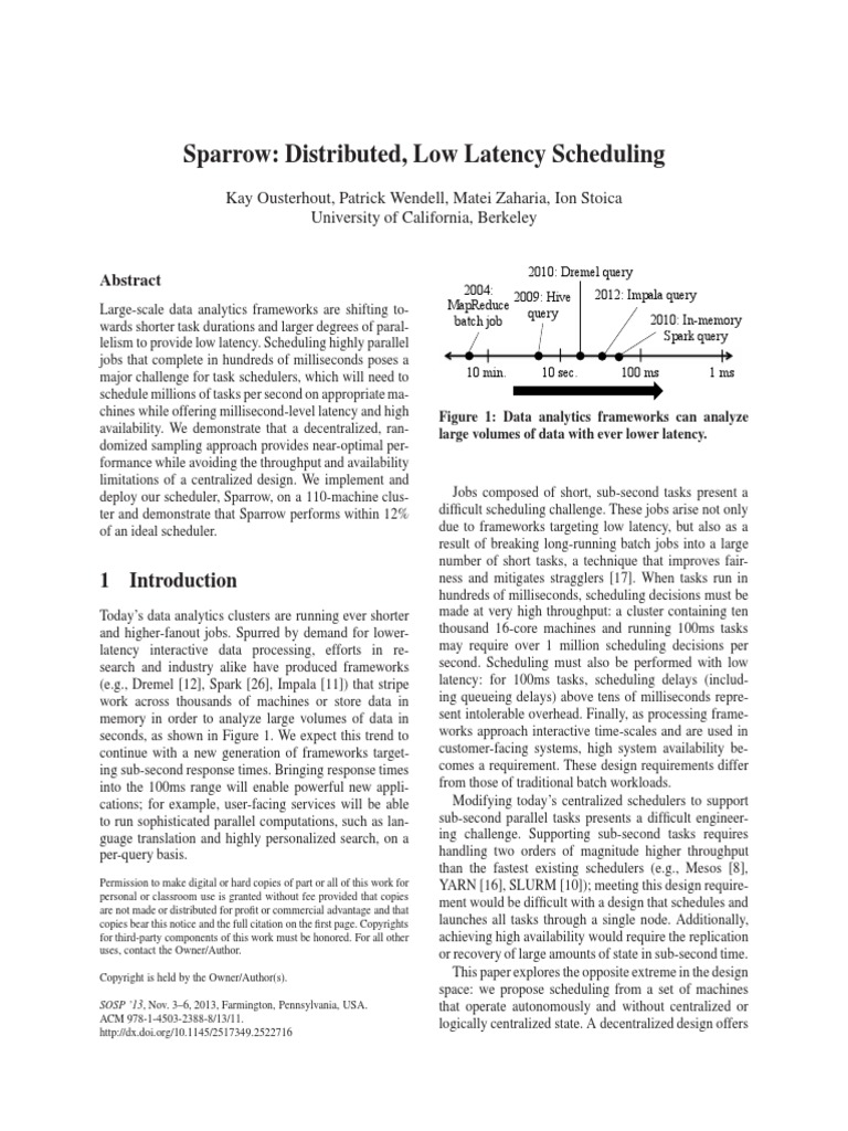 Sparrow Distributed Low Latency Scheduling Pdf Scheduling Computing Apache Hadoop 