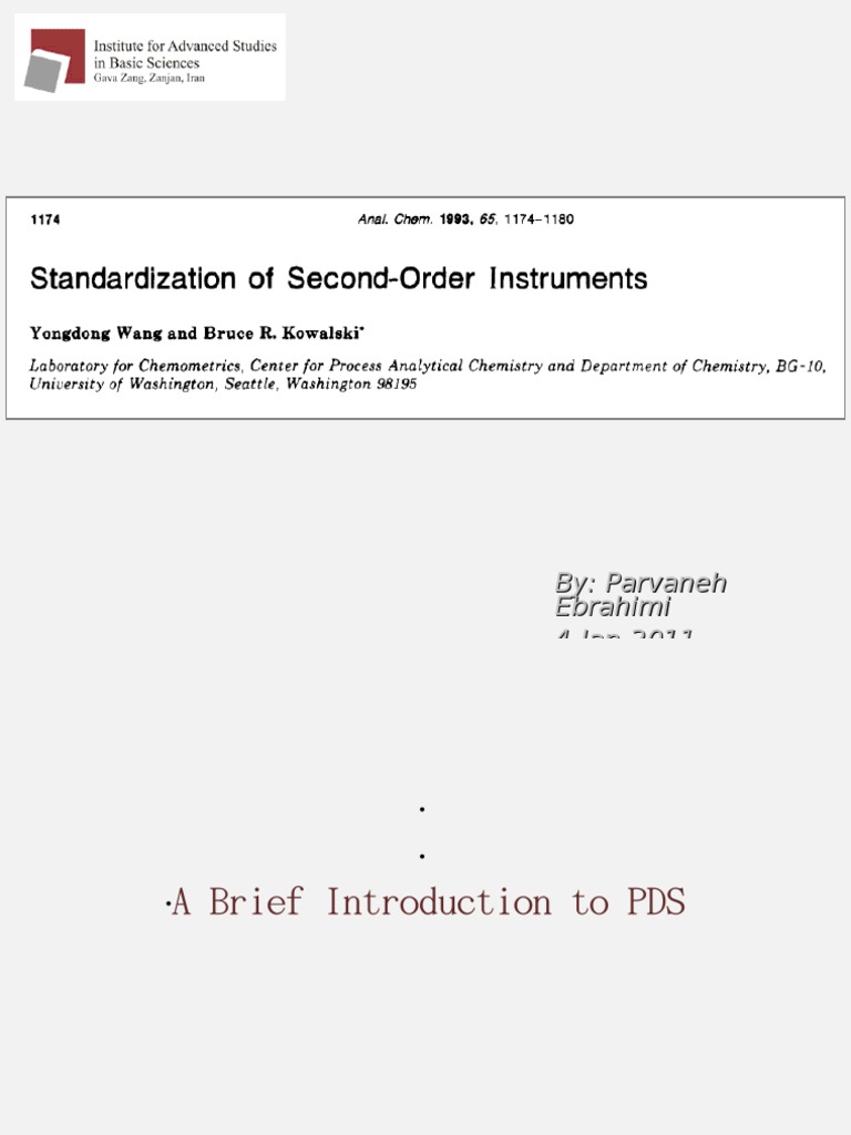 A Brief Introduction to Piece-Wise Direct Standardization (PDS | PDF ...