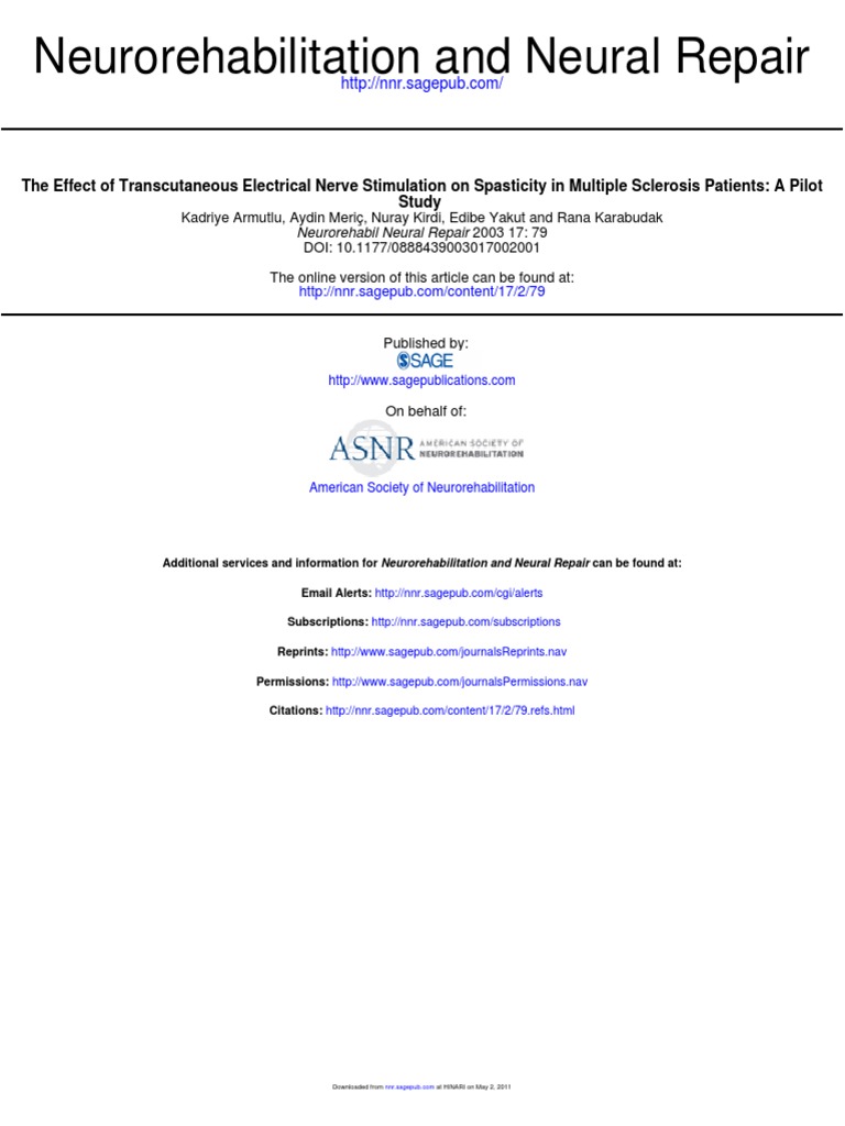 Neurorehabilitation and Neural Repair | PDF | Neurological Disorders ...