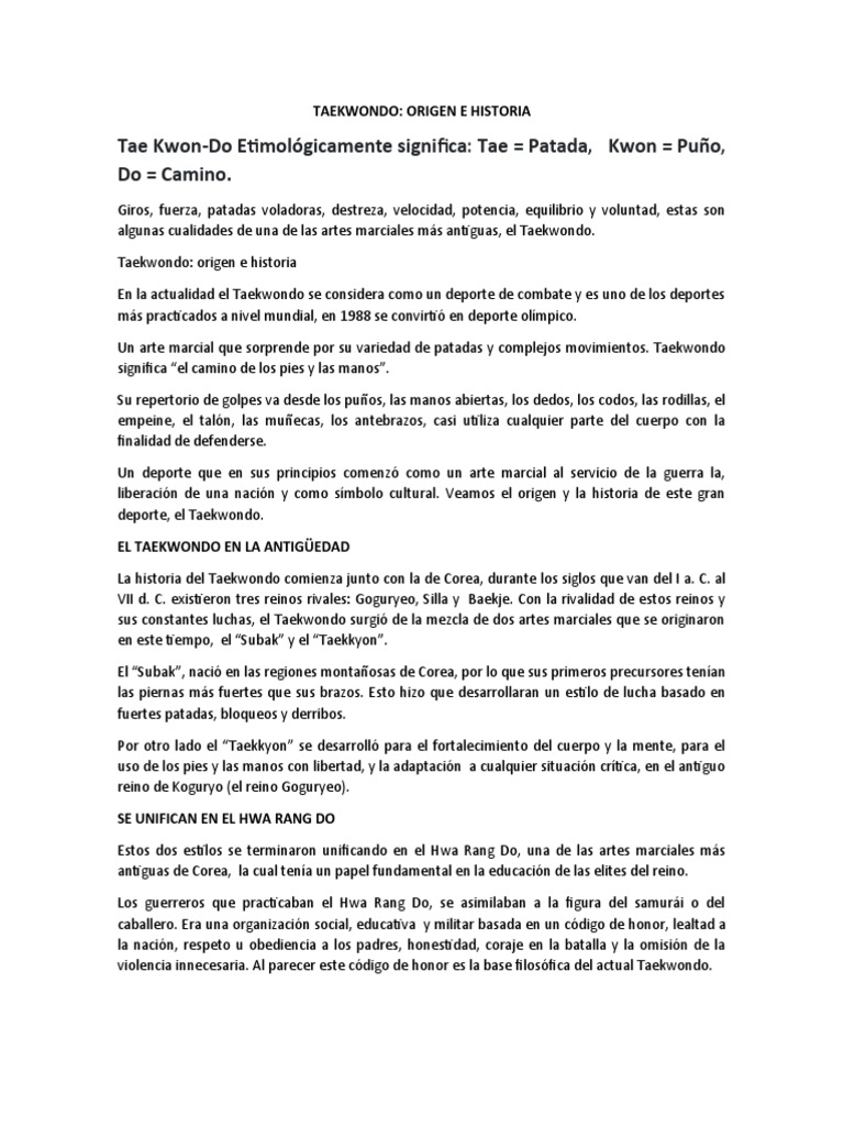 TAEKWONDO | PDF | Taekwondo | Deportes de combate
