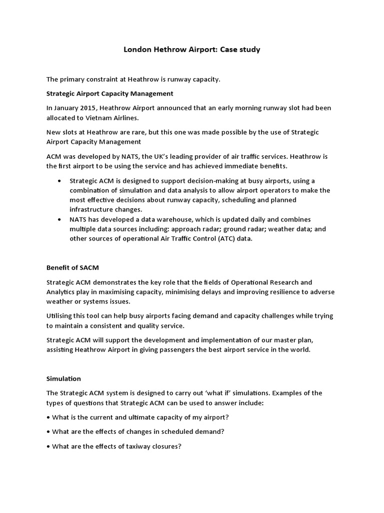 London Hethrow Airport: Case Study: Strategic Airport Capacity ...