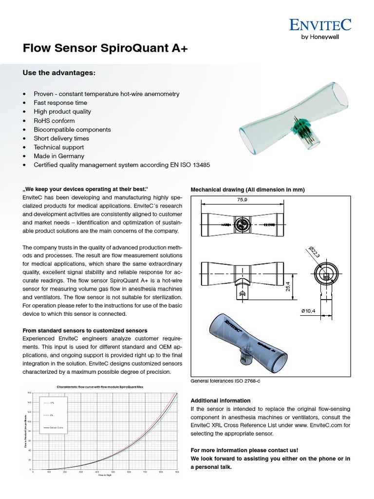 Flow Sensor Spiroquant A+: Use The Advantages | PDF | Sensor | Flow ...