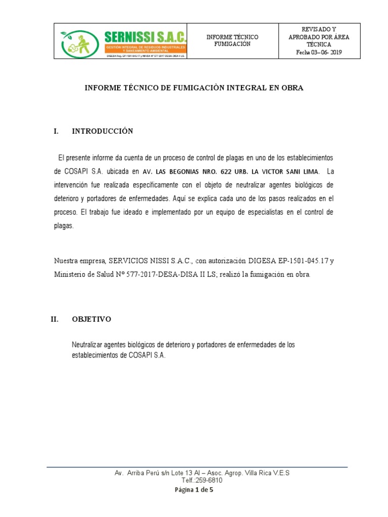 Informe Cosapi Obra | PDF | Productos quimicos | Naturaleza