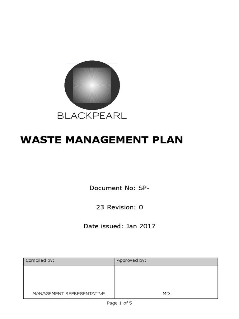 SP-23 Waste Management Rev 0 | PDF | Waste Management | Reuse