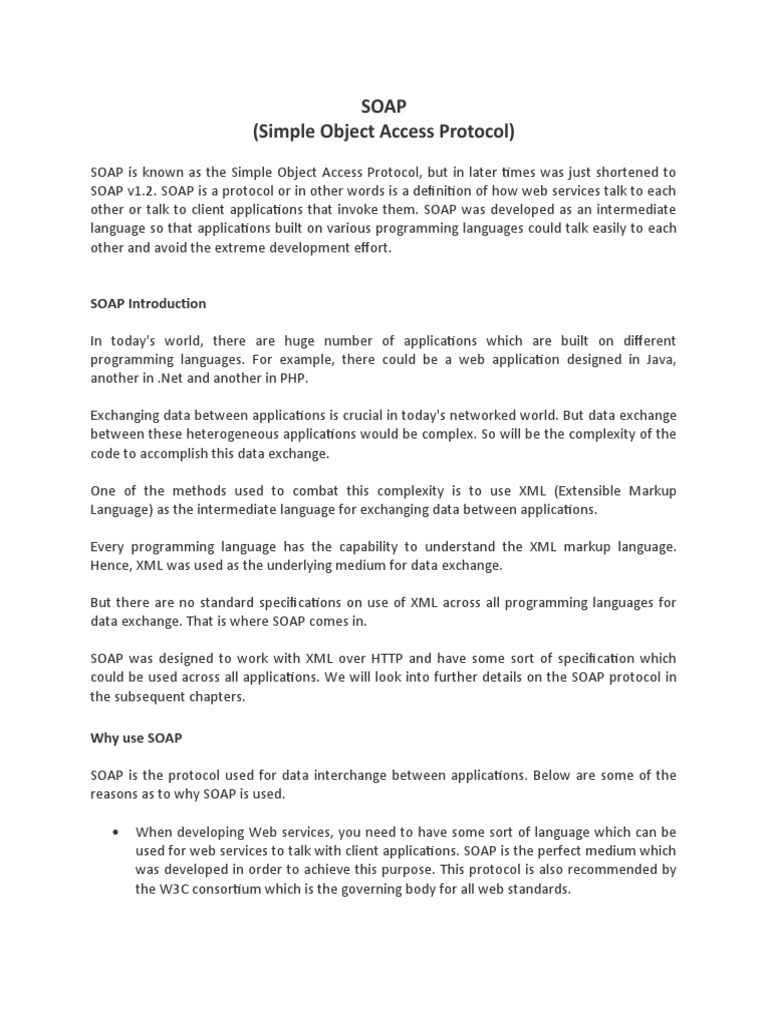 Soap Simple Object Access Protocol PDF Soap Web Service