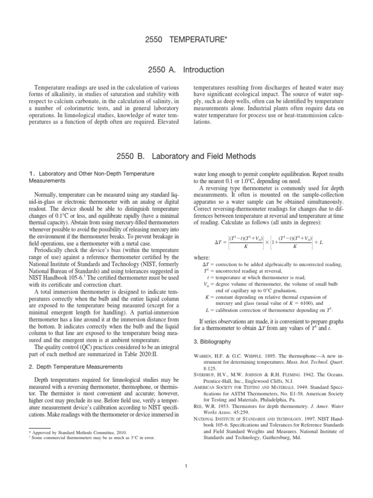 2550 Temperature : 1. Laboratory and Other Non-Depth Temperature ...