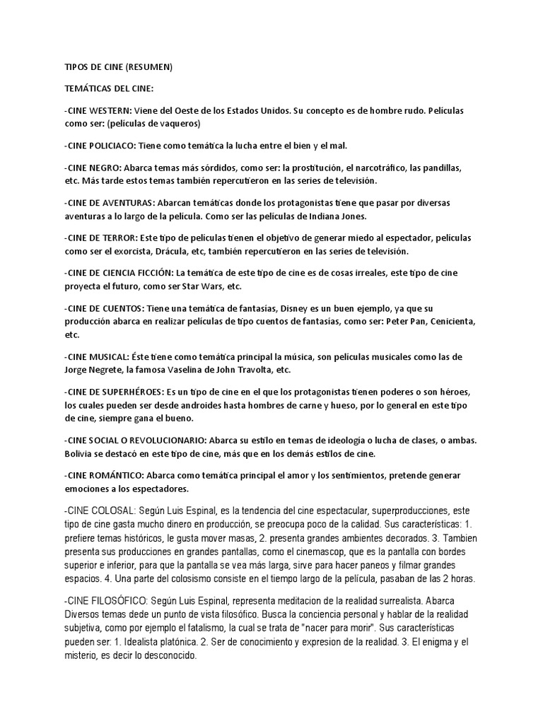Temáticas del Cine: Tipos y Ejemplos | PDF | Películas de terror