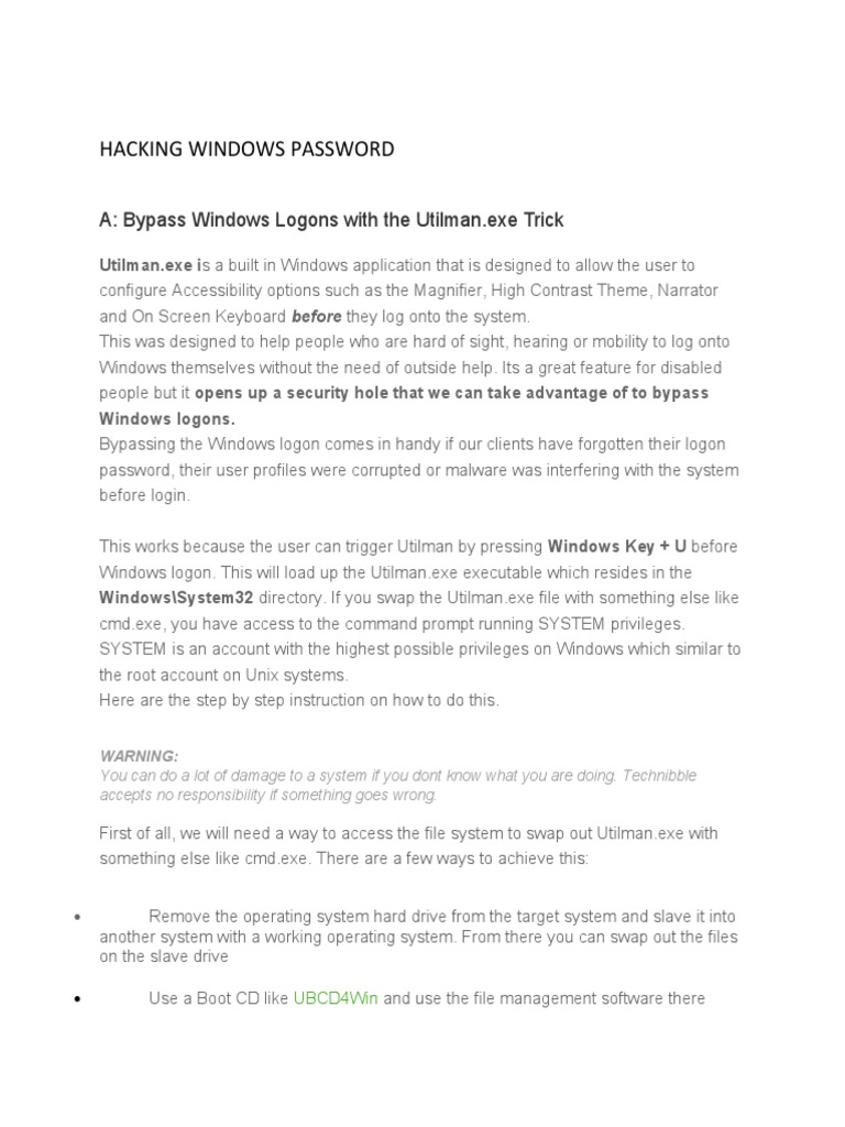 Hacking Windows Password-Lab1 | PDF | Superuser | Command Line Interface