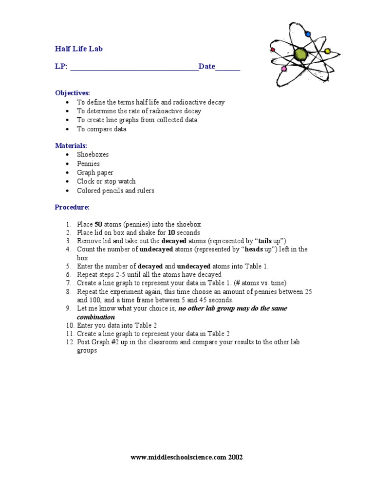 Half Life Lab LP: - Date - : Objectives | PDF | Radioactive Decay ...