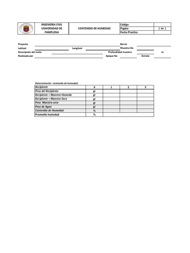 FORMATO LABoratorio 2020 HUMEDAD | PDF