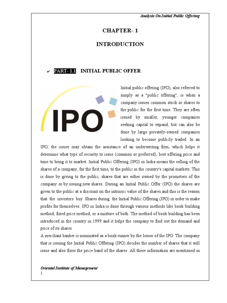 Chapter-1: Initial Public Offer | PDF | Business