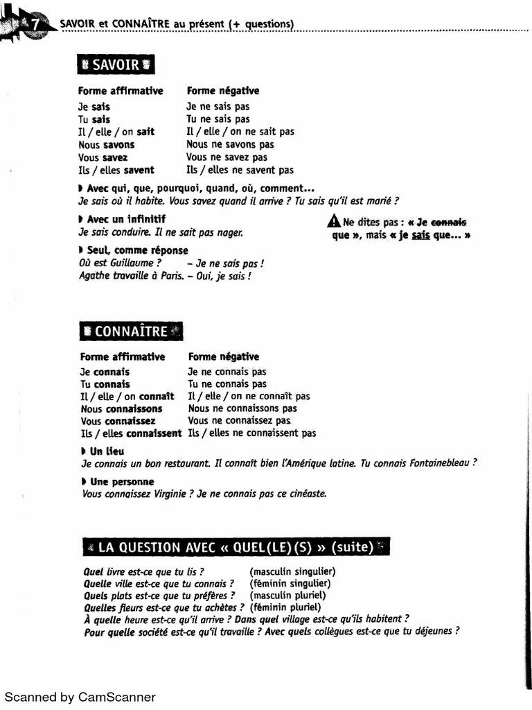 SAVOIR CONNAITRE Theorie | PDF