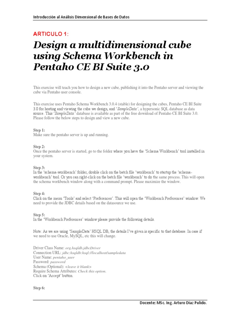 Design A Multidimensional Cube Using Schema Workbench in Pentaho CE BI ...