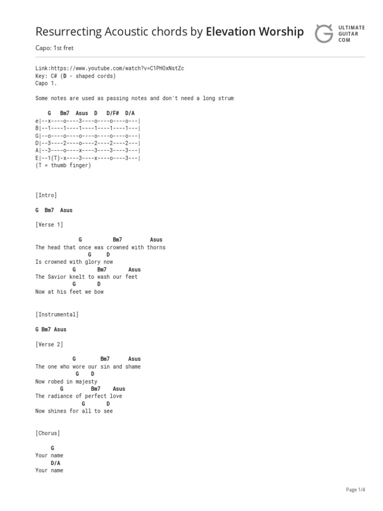 Resurrecting Chords by Elevation Worshiptabs at Ultimate Guitar Archive ...