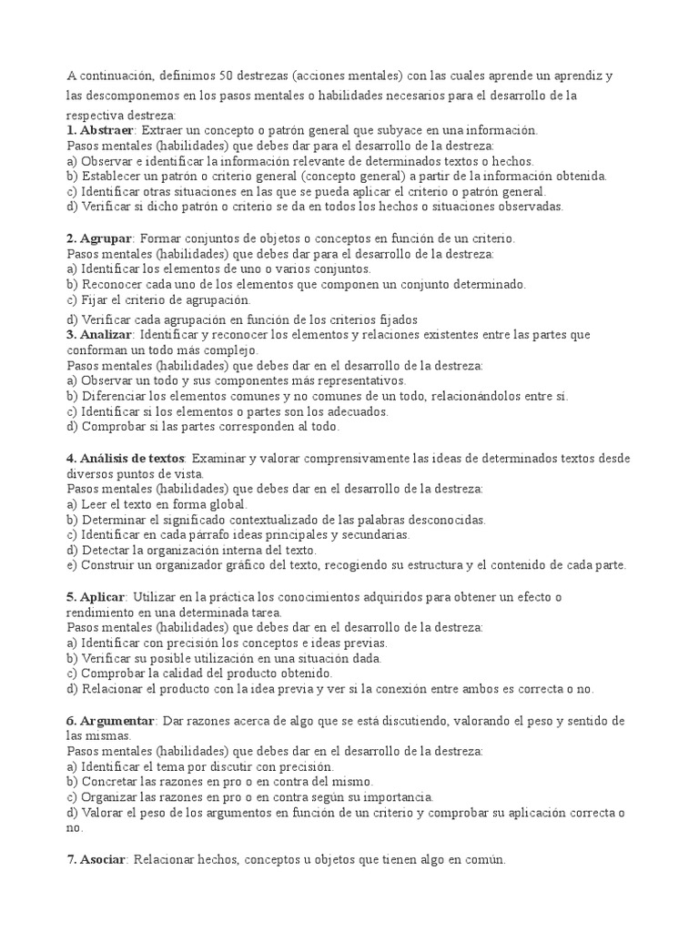 50 Destrezas Esenciales para Aprendices | PDF | Inferencia | Teoría