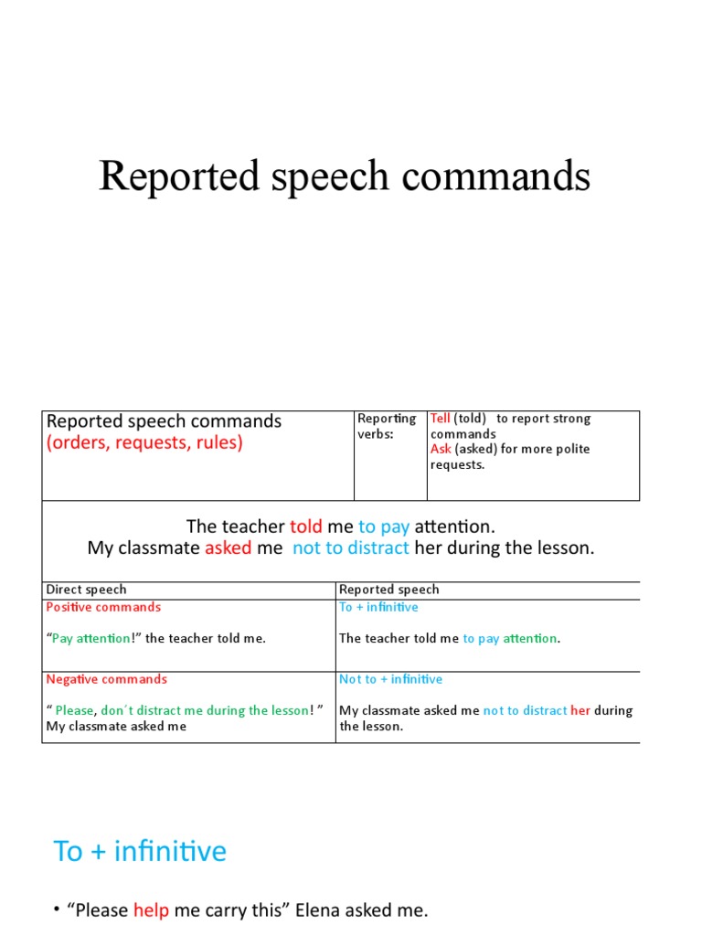 Reported Speech Commands | PDF