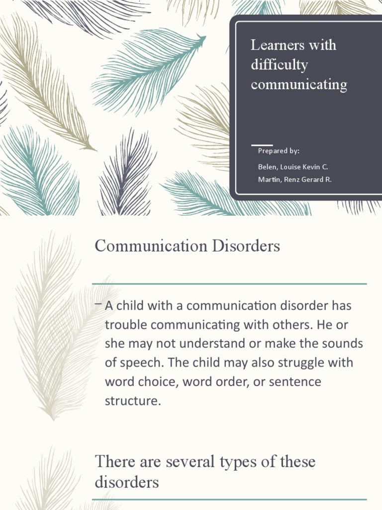 Learners With Difficulty Communicating | Download Free PDF | Mental ...