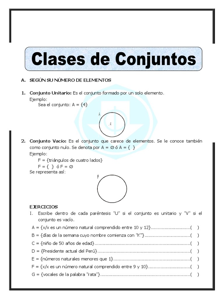 Clases de Conjuntos para Quinto de Primaria | PDF | Conjunto ...