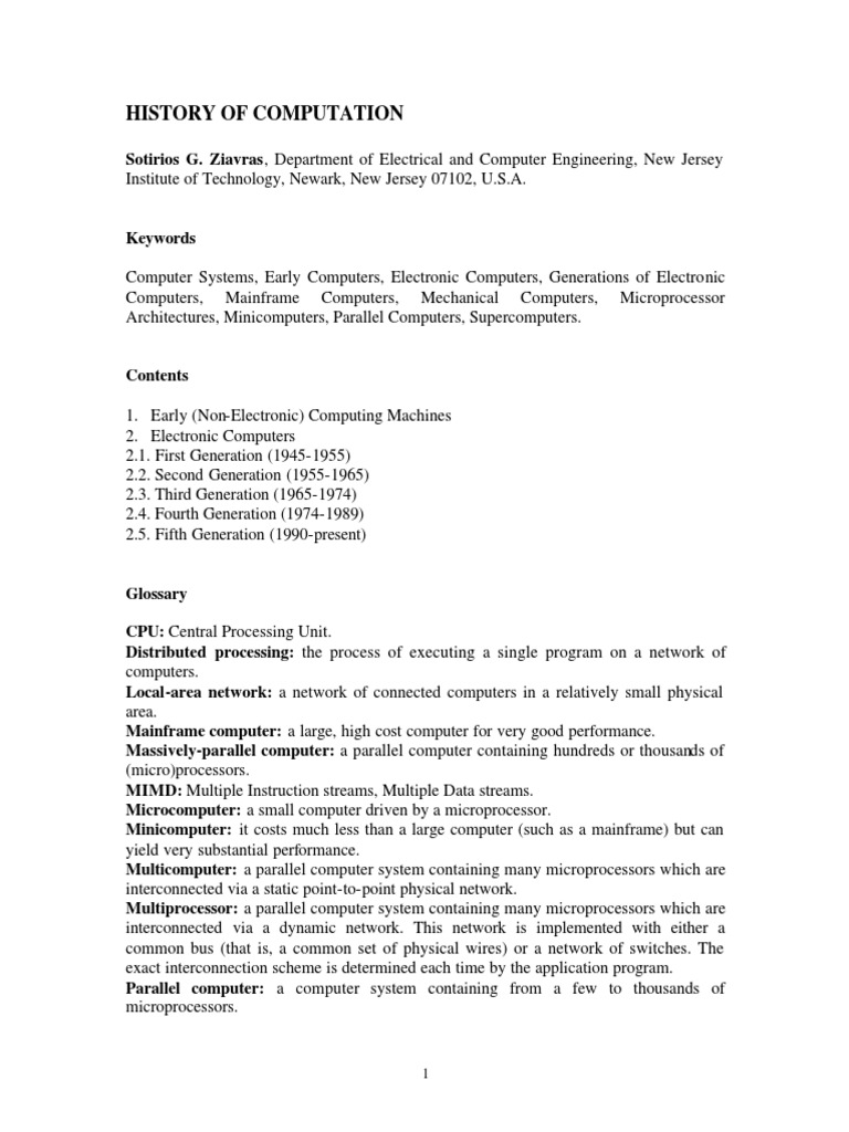History of Computation | PDF | Microprocessor | Central Processing Unit