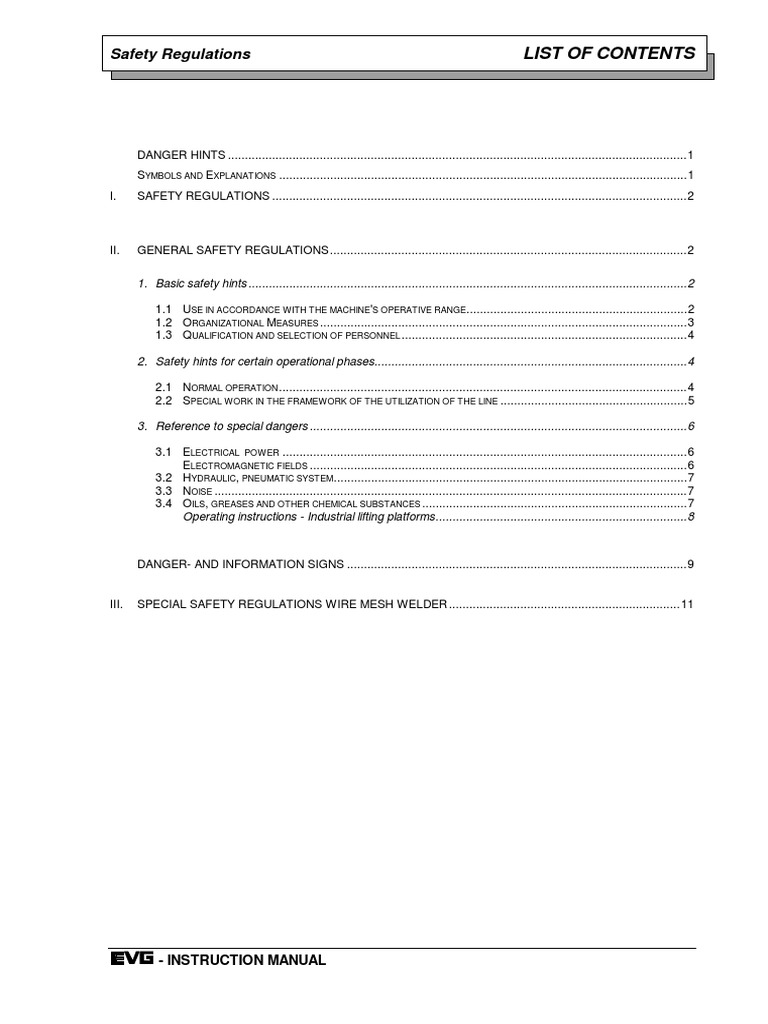 Safety Regulations: List of Contents | PDF | Occupational Safety And ...