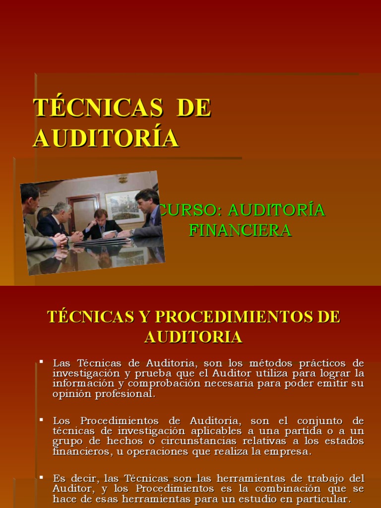 4 Tecnicas y Procedimientos de Auditoria | PDF | Auditoría | Business