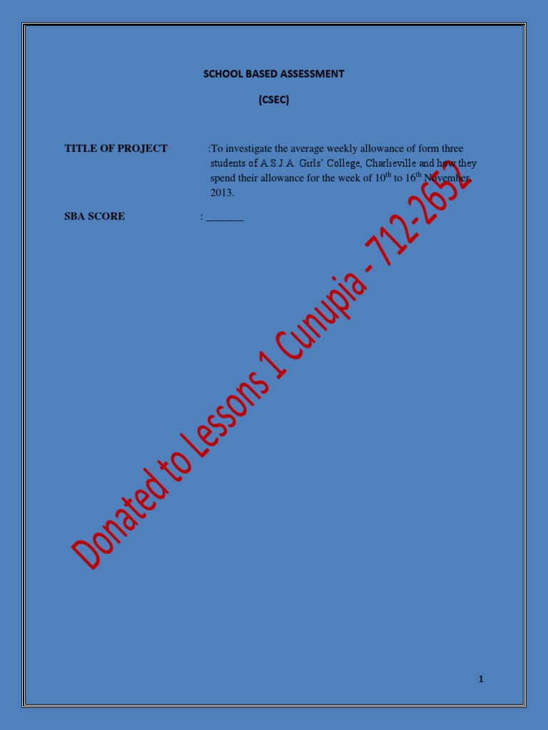 Additional Maths SBA 2 PDF | PDF | Statistical Analysis | Teaching ...