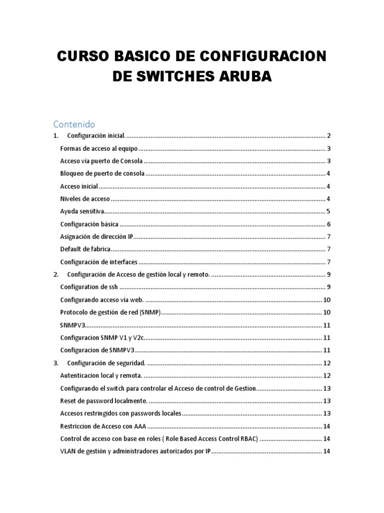 Curso Basico Switch Aruba Def .X PDF | PDF | Transport Layer Security | Protocolos de red