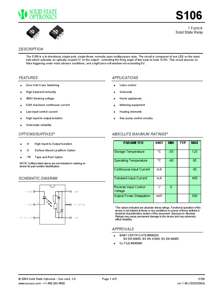 Datasheet SCR 106 PDF | PDF | Electricity | Electromagnetism