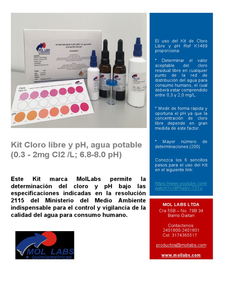 Determinación del cloro residual libre y pH en agua potable utilizando el Kit Cloro libre y pH ...