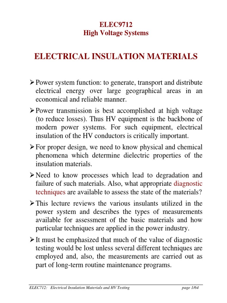 High Voltage Insulation Essentials | PDF | Insulator (Electricity ...