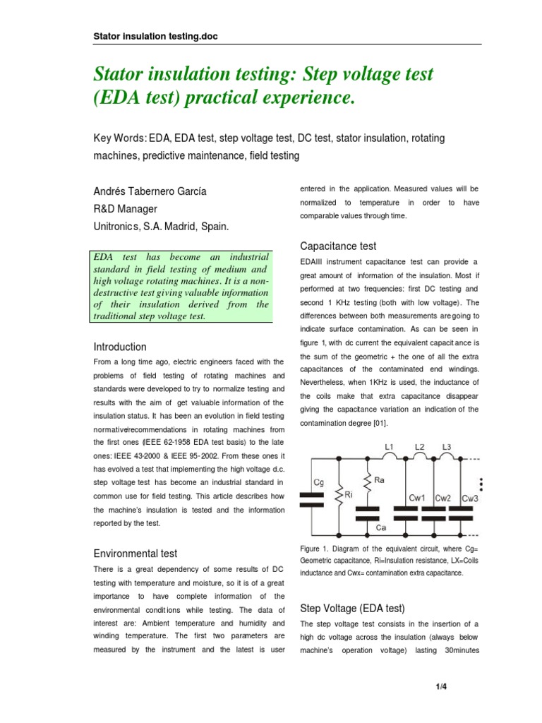 Stator Insulation Testing Step Voltage Test (EDA ... - Unitronics ...