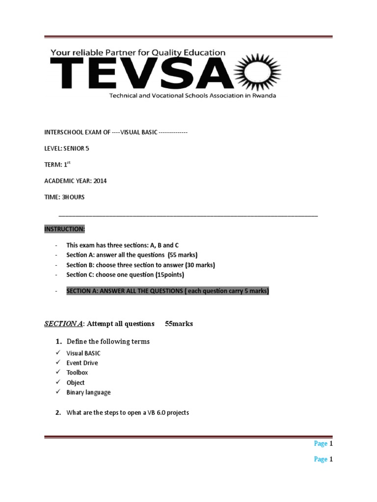 SECTION A: Attempt All Questions 55marks: 1. Define The Following Terms ...