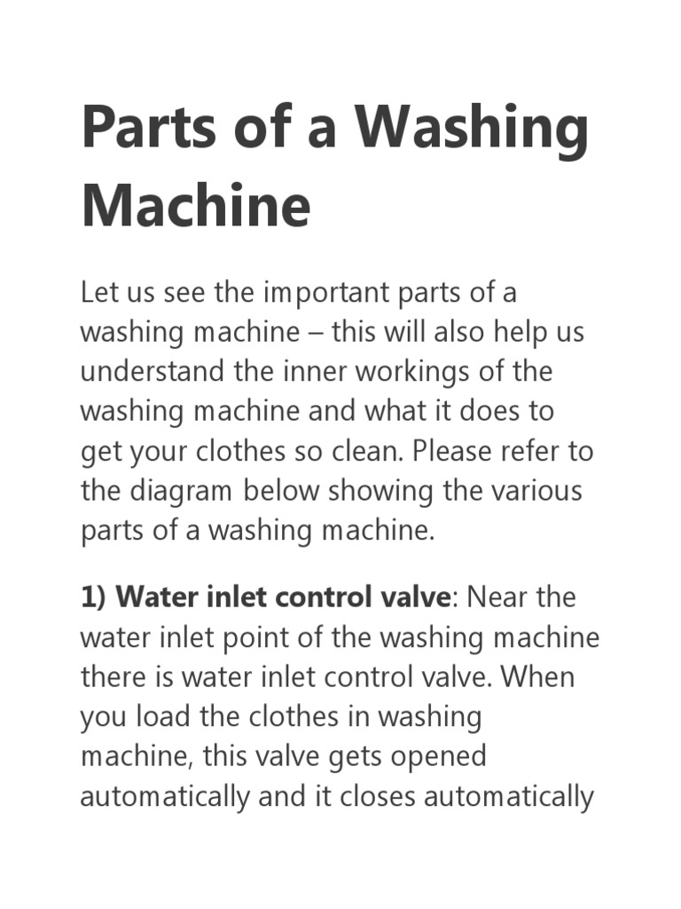 Parts of A Washing Machine II | PDF | Washing Machine | Valve
