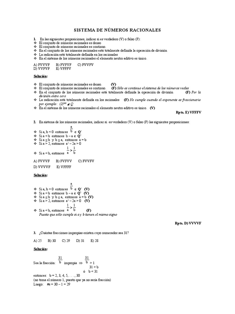 Sistema de Números Racionales | PDF | Número racional | Lexicología