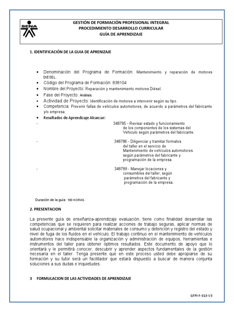 GFPI-F-019 Guia - de - Aprendizaje PREVENCION FALLAS AVERIAS (AJUSTADA) | PDF | Lubricante ...