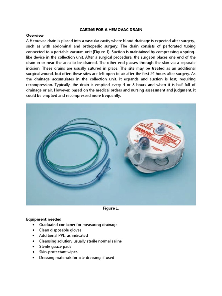 Caring For A Hemovac Drain | PDF | Wound | Surgery