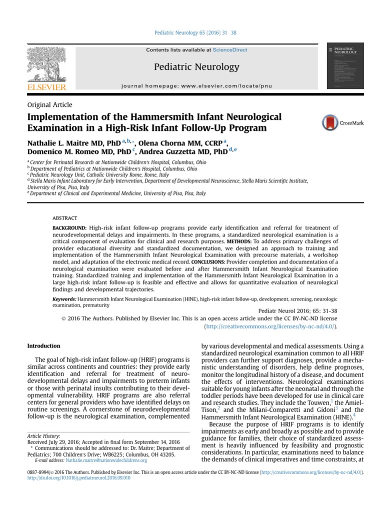 Hammersmith High Risk Program | PDF | Neurology | Test (Assessment)