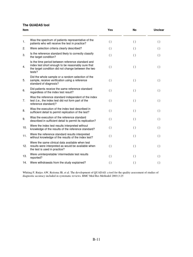 Assessing Study Quality for Diagnostic Accuracy: An Introduction to the ...