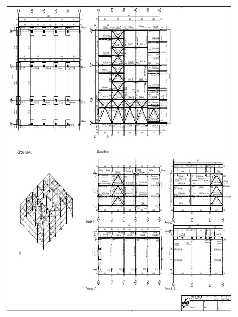 Osnova Krova Osnova Stubova: RHS80x3 | PDF