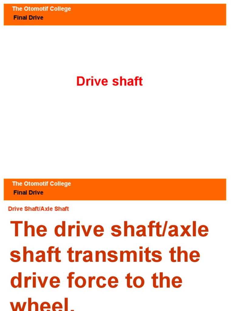 Drive Shaft | PDF | Axle | Steering