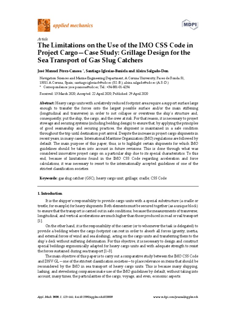 The Limitations On The Use of The IMO CSS Code in Project Cargo-Case Study: Grillage Design For ...