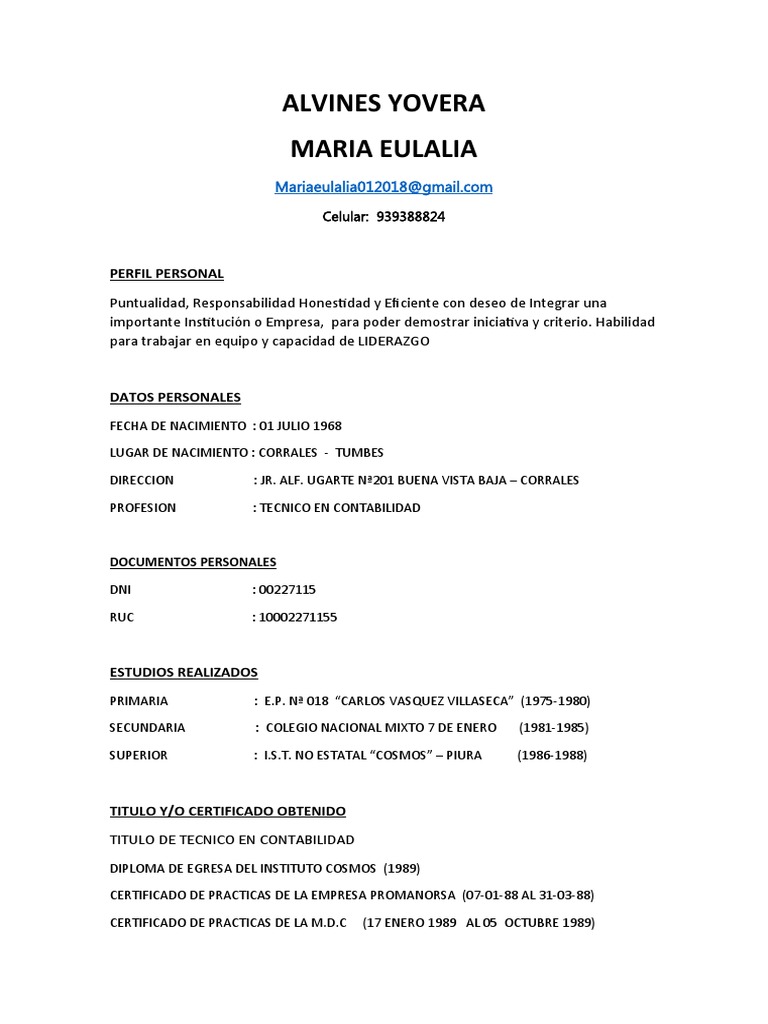 CV Maria | PDF | Business | Economias