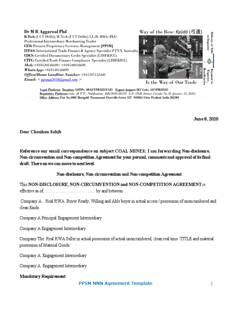 PPSM NNN Agreement Template | PDF | Confidentiality | Trade Secret