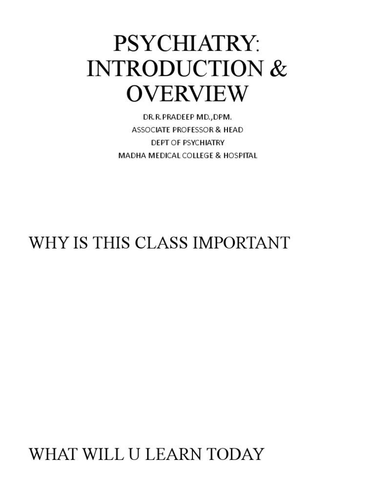 Introduction To Psychiatry | PDF