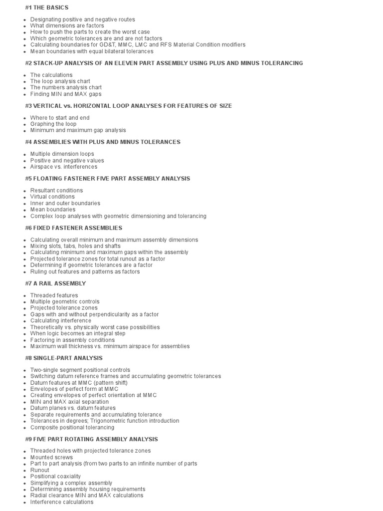Tolerance Stack Up Analysis Gd T Application Training Pdf