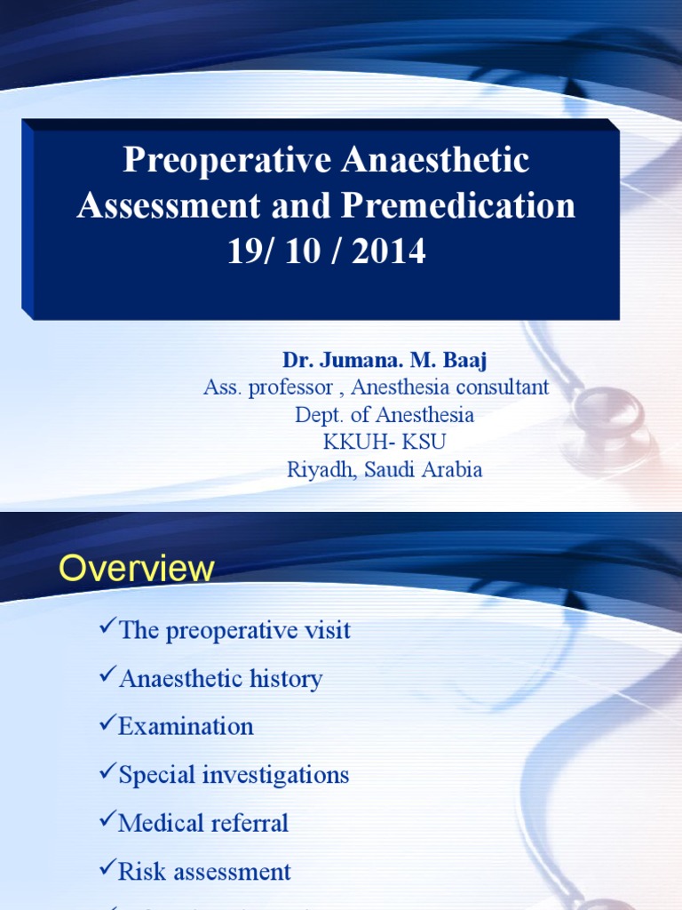 Anesthetic Assesment & Premedication | PDF | Anesthesia | Coronary ...