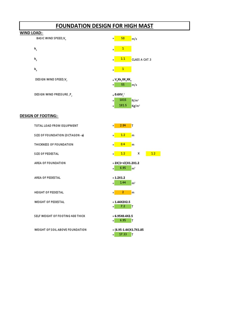 Typical Design For High Mast | PDF | Continuum Mechanics | Physics