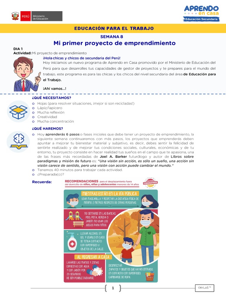 SEMANA 8 - Mi Primer Proyecto de Emprendimiento PDF | PDF