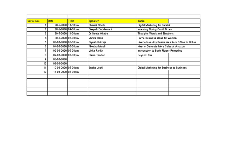 Mindshift Speaker Schedule - Sheet1 | PDF | Career & Growth | Business