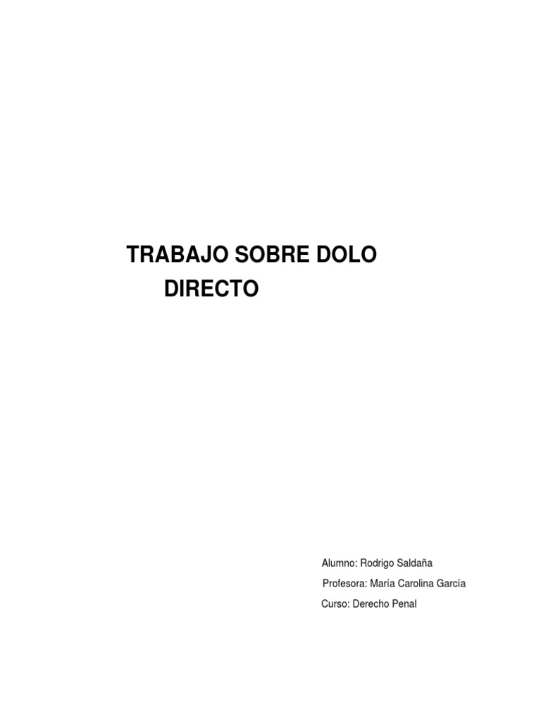 Dolo Directo | PDF | Intención (Derecho Penal) | Derecho penal